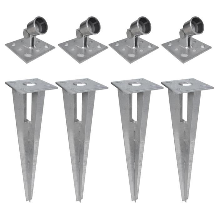 The Living Store - Piquets de poteau d'appui 4 pcs Acier - Poteaux ...