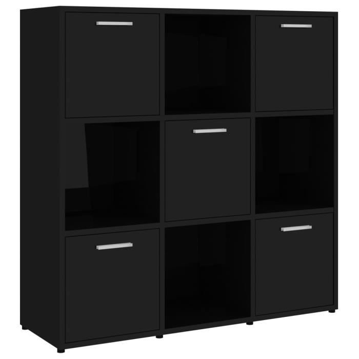 Meuble de rangement contemporain Noir brillant 90x30x90 cm Aggloméré ...