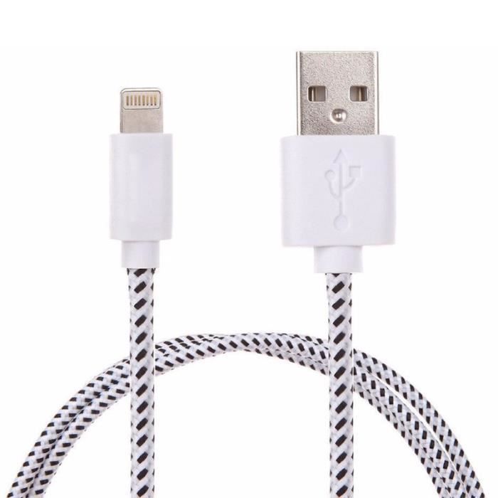 1 M câble Usb pour iPhone tissu tressé Sync Cable chargeur secteur pour ...