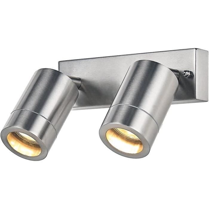 Luminaire Mural Double Spot Extérieur en Acier Inox - Gris - Lumière ...