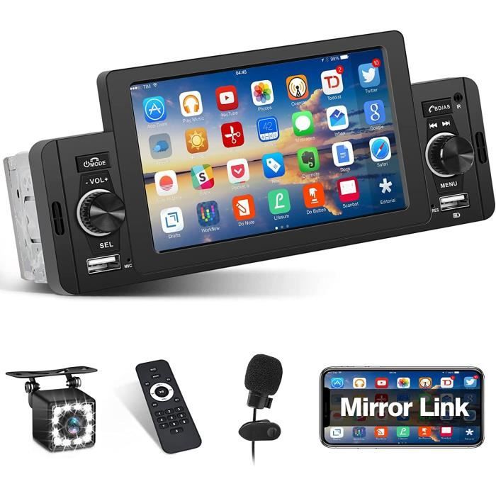 Autoradio 1 Din Bluetooth Mains Libres Auto Radio à écran Tactile 5 ...