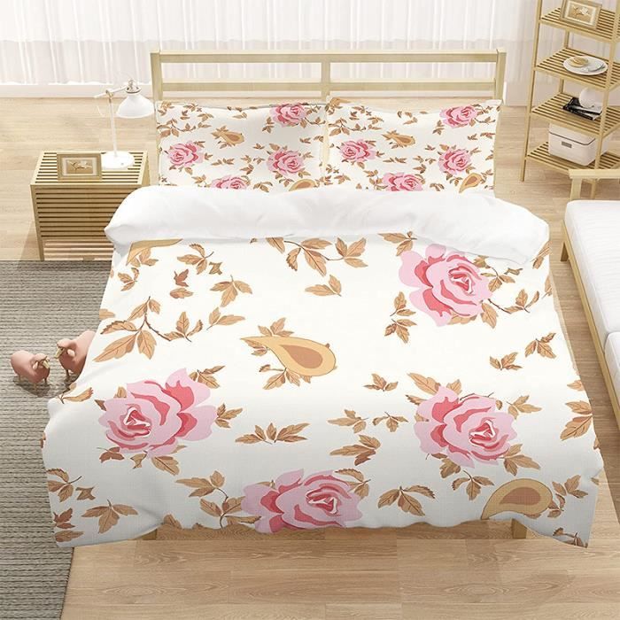 Housse de Couette Thème Fleur - Marque - 200x200cm - Microfibre Brossée ...