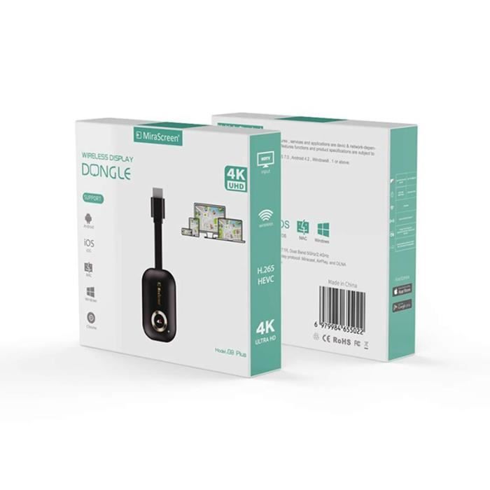 Récepteur-décodeur,Récepteur HDMI sans fil 4K UHD EZMira, Dongle d'affichage WIFI 5G Miracast ...