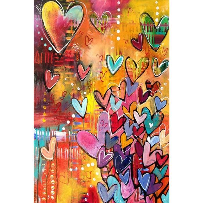 Tableau Pop Art Street Graffiti Art Affiche Colorée De Coeurs D'Amour ...