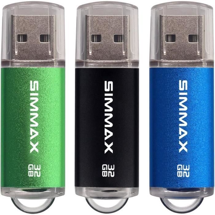 Clé USB 32 Go Lot de 3 USB 2.0 Flash Drive Pivotant Stockage Disque ...