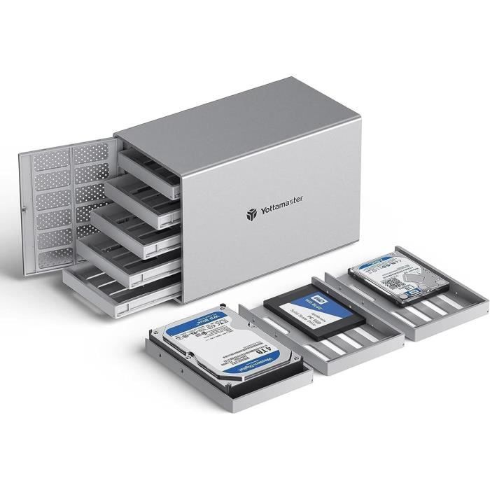 5 Baies Boitier Disques Dur Raid, Externes Aluminium Usb C 3.1 Raid ...
