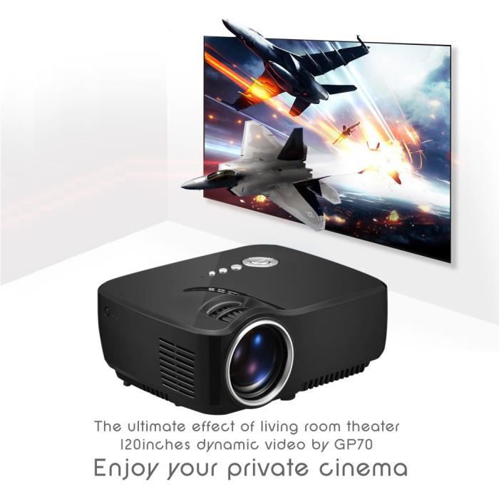 GP70 84 "Mini Projecteur 1200 Lumens LED Upgraded projecteur portable avec USB VGA AV HDMI pour ...