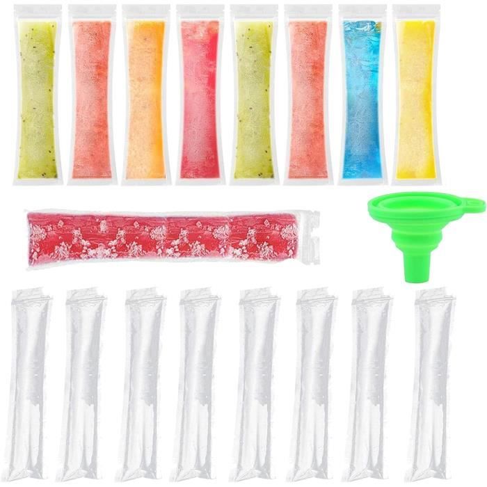 100 Pcs Pochettes Popsicle Moule Sacs,Ice Pop Pouch avec Un Entonnoir ...