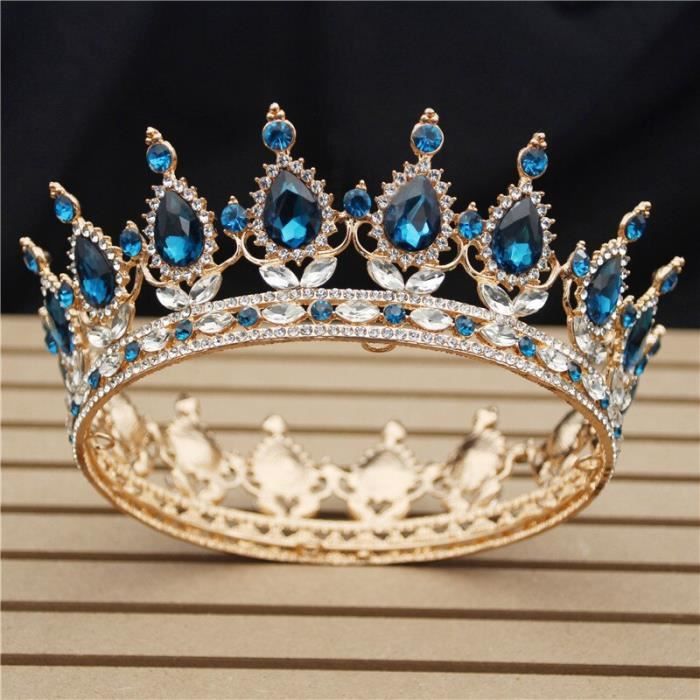 DIADEME,Gold Mix Black Blue--Grand diadème Baroque pour mariée ...