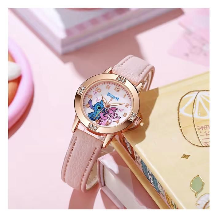 Montre Fille Stitch Rose Doré – Montre Enfant Ado Bracelet Simili Cuir ...