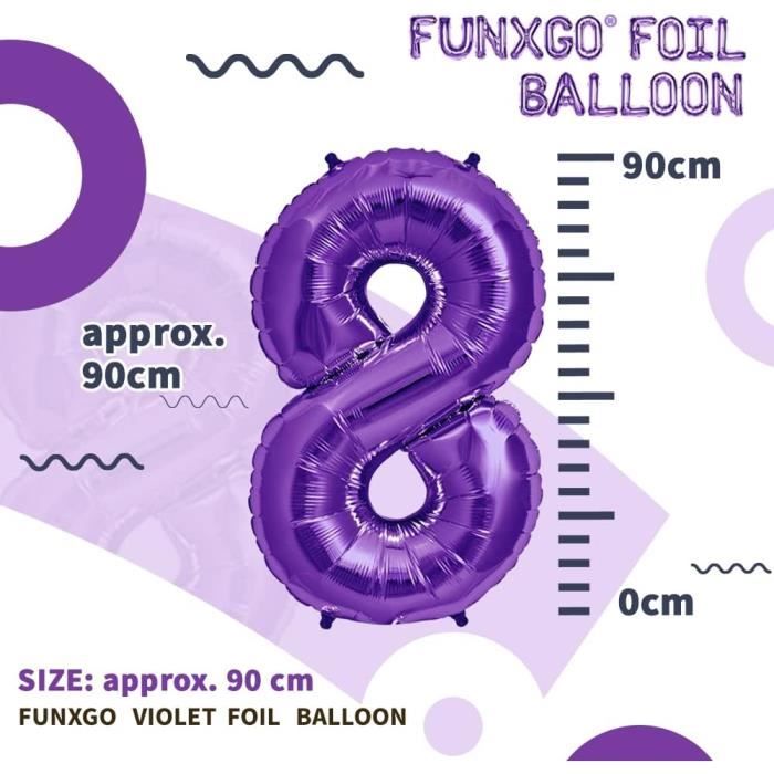 Ballon Géant Numéro 8 Violet - Ballon Decoration Anniversaire 8 Ans ...
