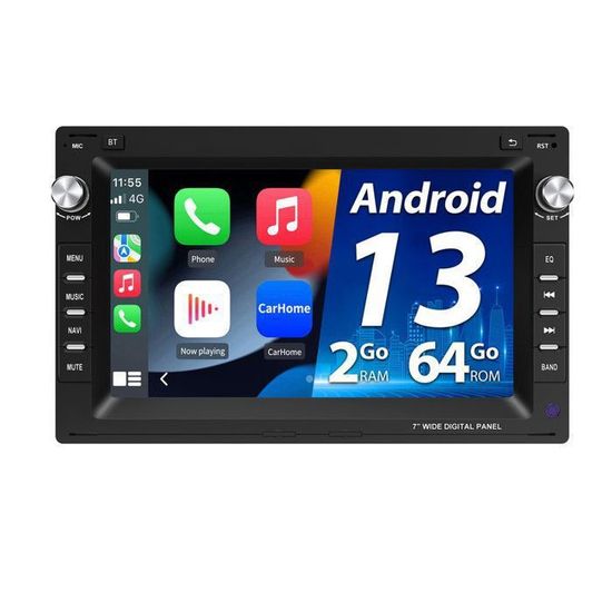AWESAFE Autoradio Android 13 2Go+64Go avec Carplay, Android Auto, Bluetooth, FM, RDS, 7 Pouces ...