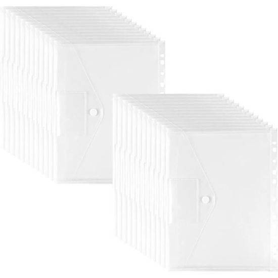 24Pcs Pochette Plastique A4 Perforée, Transparente Porte-Documents Avec ...