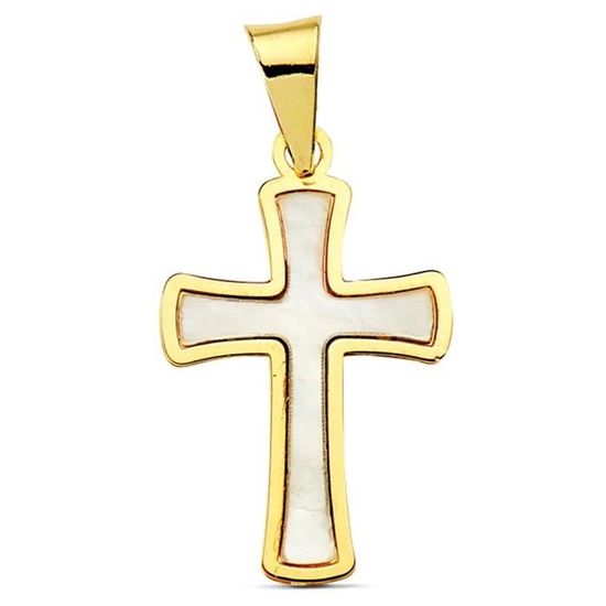 Croix pendentif Gold 18K Nácar Centre 18 mm. bord lisse - Achat / Vente ...