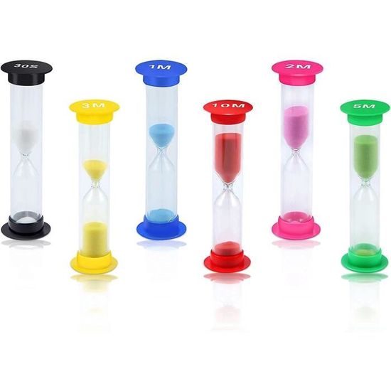 HAUTSTORE 6 Pcs Sabliers Minuterie Horloge de Sable Hourglass, 30 Sec ...