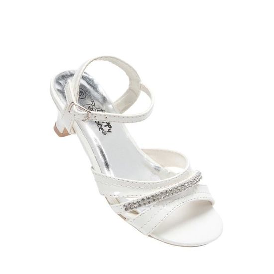 Sandales Talon Fille - BLANC Blanc Blanc - Cdiscount Chaussures