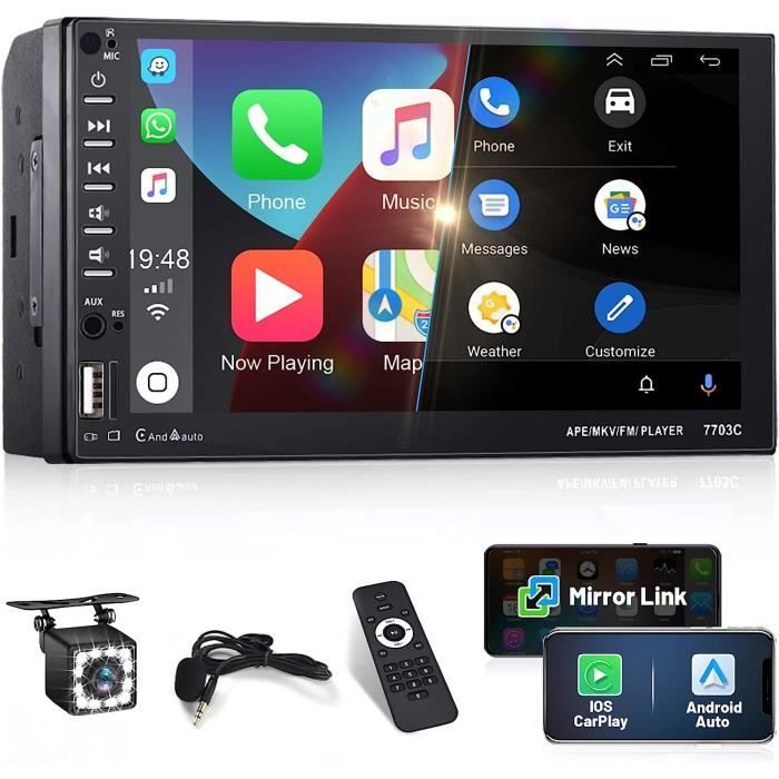 Autoradio 2 Din Apple Carplay Android Auto 7 Pouces Écran Tactile Voiture Radio Stéréo avec ...