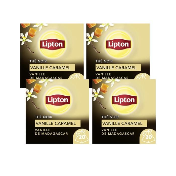 Lipton Thé Noir Vanille caramel, à la vanille de madagascar 4X20 ...