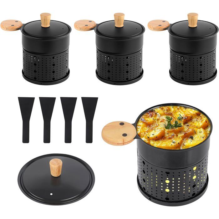 Lot De 4 Appareil Raclette Bougie À Revêtement Antiadhésif,Poêlon ...