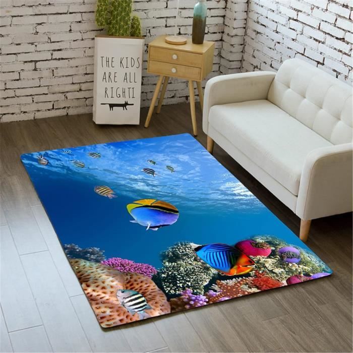 Grand Tapis Pour Salon Décoration 3D Fond Marin Monde Océan Animal ...