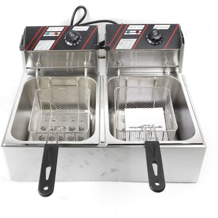 FRITEUSE Double friteuse professionnelle en acier inoxydable 2 x 6 l ...