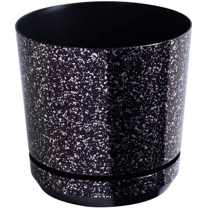 Pot de Fleur - Marbre Noir 21 cm - Pot en Plastique Solide, Pot de ...
