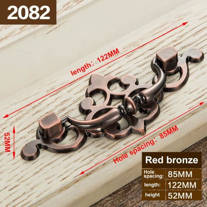 Quincaillerie meuble,Poignée en Bronze rouge,boutons de porte de ...