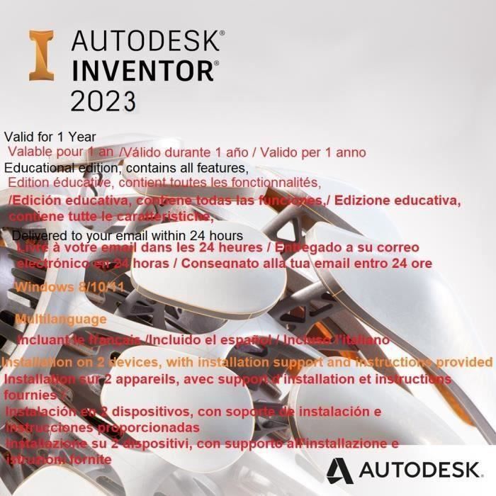 Autodesk Inventor Professional 2023 Licence d'un an. Livraison ...