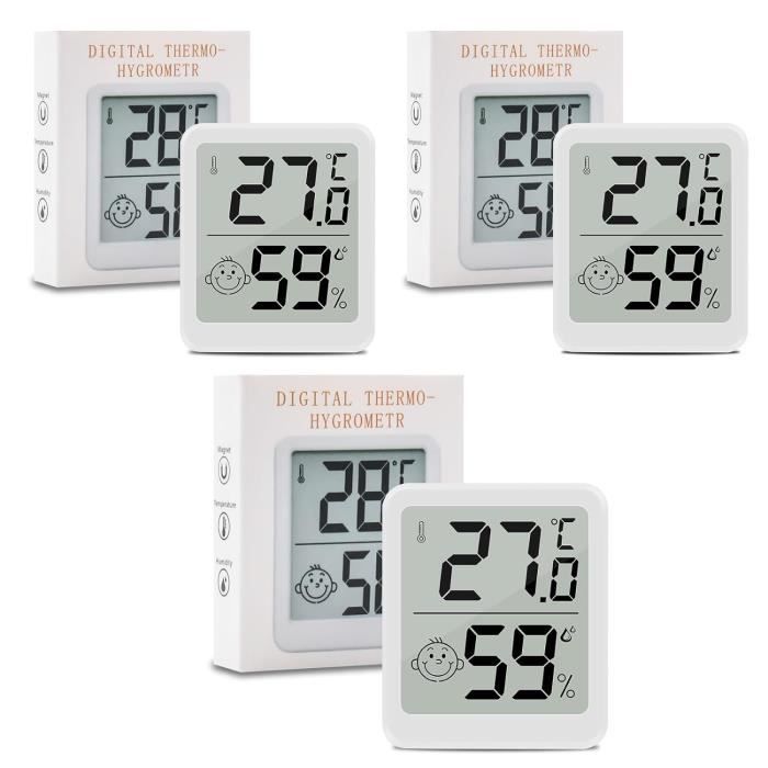 Lot Thermometre Interieur Maison 3 Pièces, Lcd Mini Digital Thermomètre ...