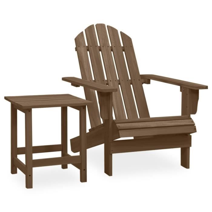 Chaise de jardin Adirondack avec table Bois de sapin Marron ...
