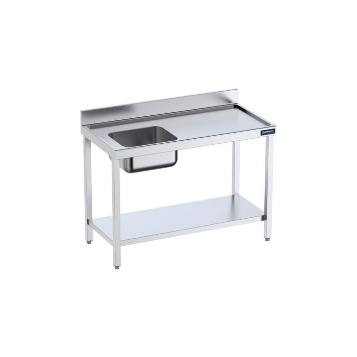 Table de chef Inox avec bac à Gauche, bord anti-ruissellement et ...