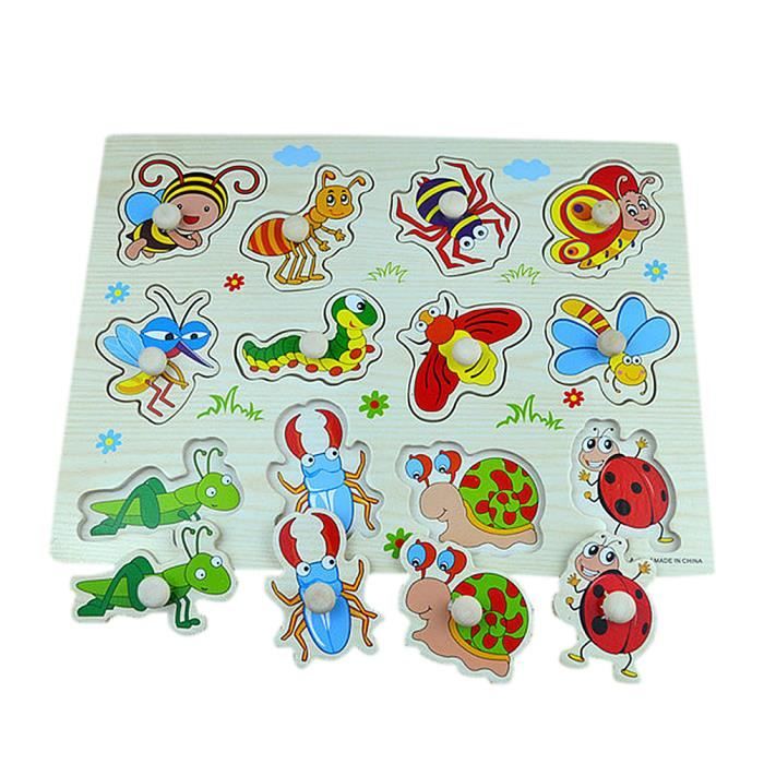 Puzzle en Bois les insectes Coloré avec boutons - Cdiscount Jeux - Jouets