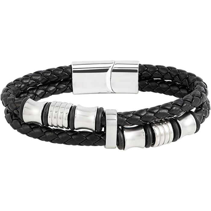 Hommes Bracelet Pu Lerder Arbre De Vie Croix Joints Bambou Multicouche ...