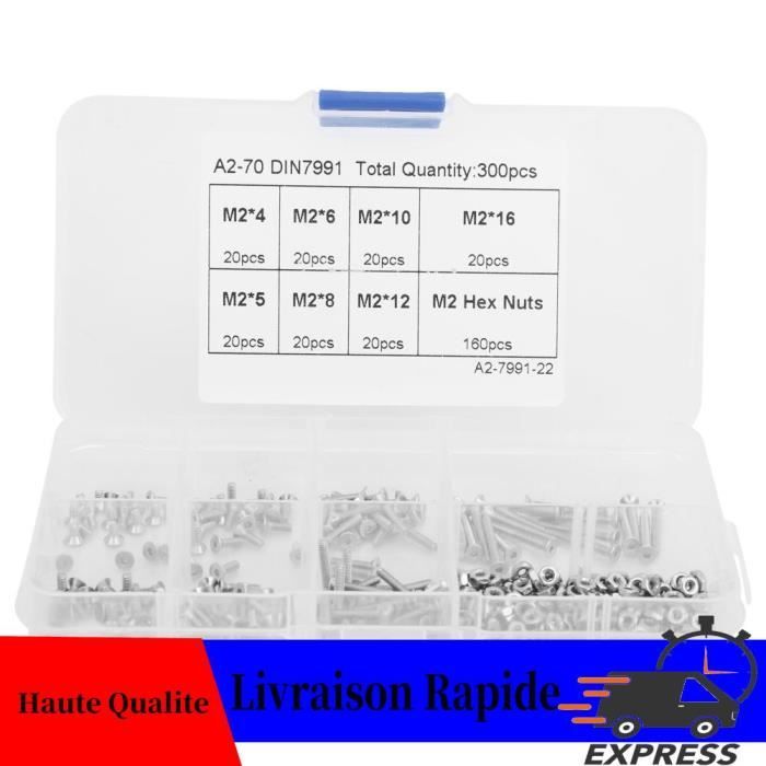Jeu de vis et d'écrous, 300 pièces M2, douille hexagonale métrique ...