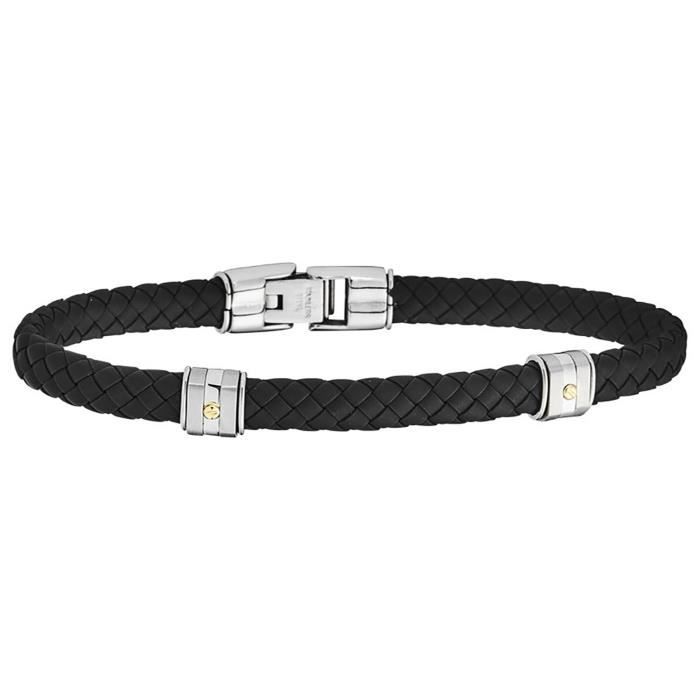Bracelet - JOURDAN - Hudson - Acier - Or jaune - Noir - 18.5 cm Noir ...