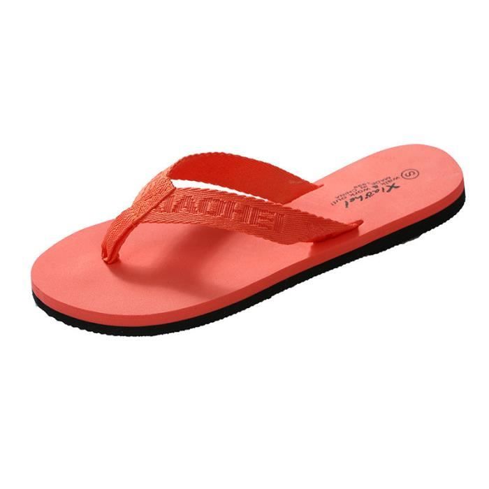 Tongs Femme - MR™ - Été Simples et Élégantes - Rouge - Respirantes et ...