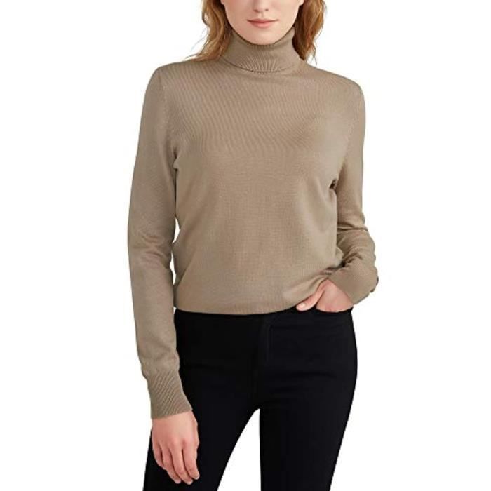 Pull Chandail E4O8P Polo Neck Jumper Pull à col roulé Manches longues ...