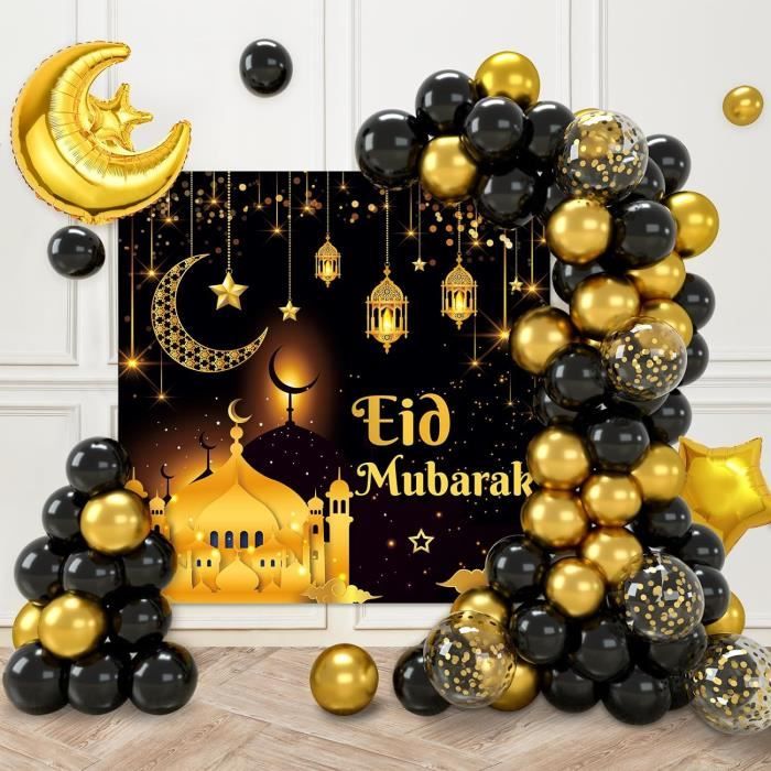 Ballon Eid Mubarak Decoration, Kit Arche Ballon Et Banderole Eid ...