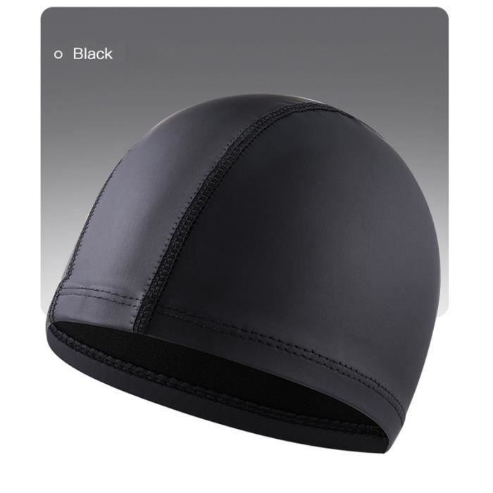 Black Bonnet de natation unisexe élastique en PU pour adultes ...