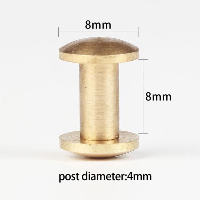 RIVET,8x8mm-5 lot (total 50pcs)--clou à vis en laiton à Double tête ...