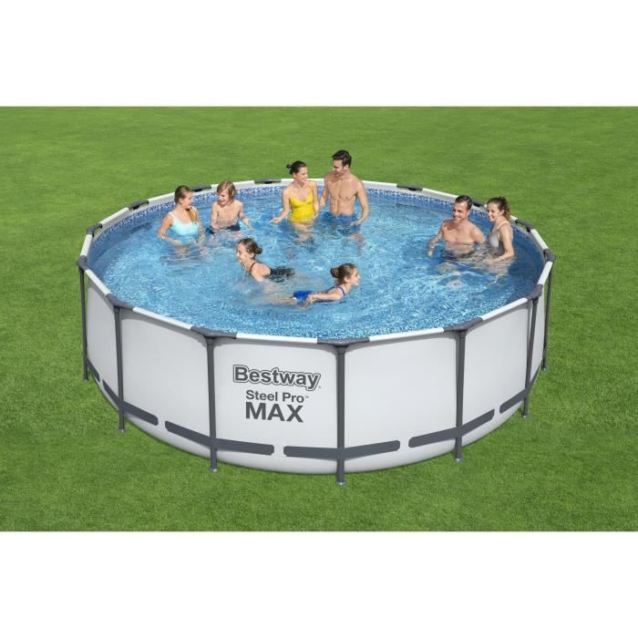 Kit Piscine hors sol tubulaire BESTWAY Steel Pro Max - 457 x 122 cm - Ronde (Livrée avec pompe ...