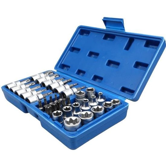 Coffret 34 Pcs Douilles et Embouts Torx Femelle et Mâle Bleu - Cdiscount Bricolage