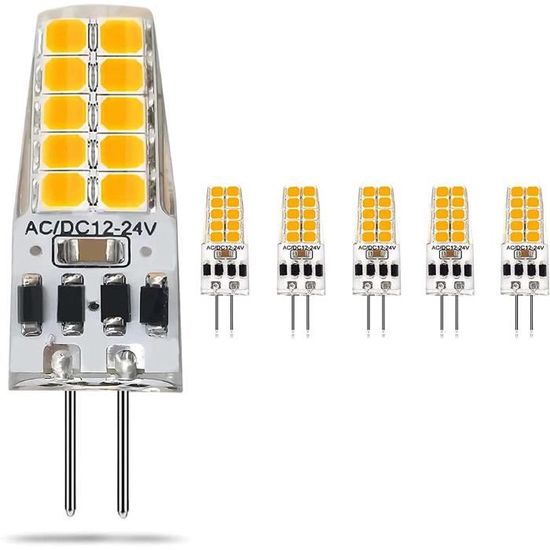 Ampoule LED 3W G4 Dimmable ACDC 12-24V,Blanc Chaud 3000k 3W 300Lm,Ampoules d'éclairage ...