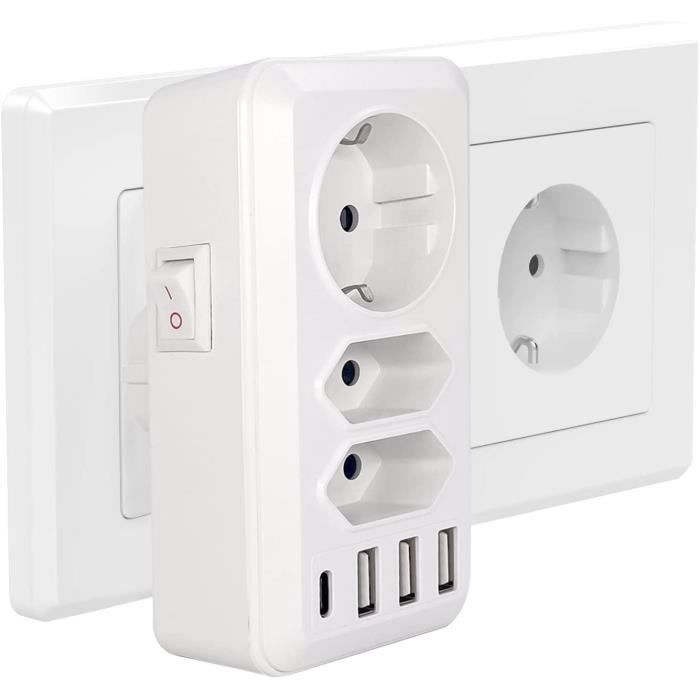 Prise usb secteur multiple,multiprise avec interrupteur, prise murale ...