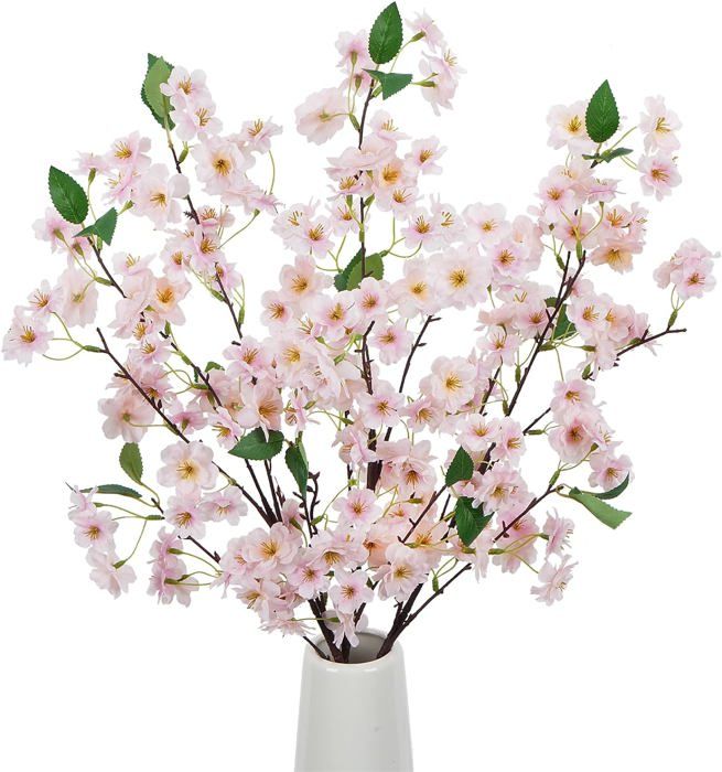 3Pcs Fleurs Artificielles Cerisier Rose Artificielle Branche 90Cm ...