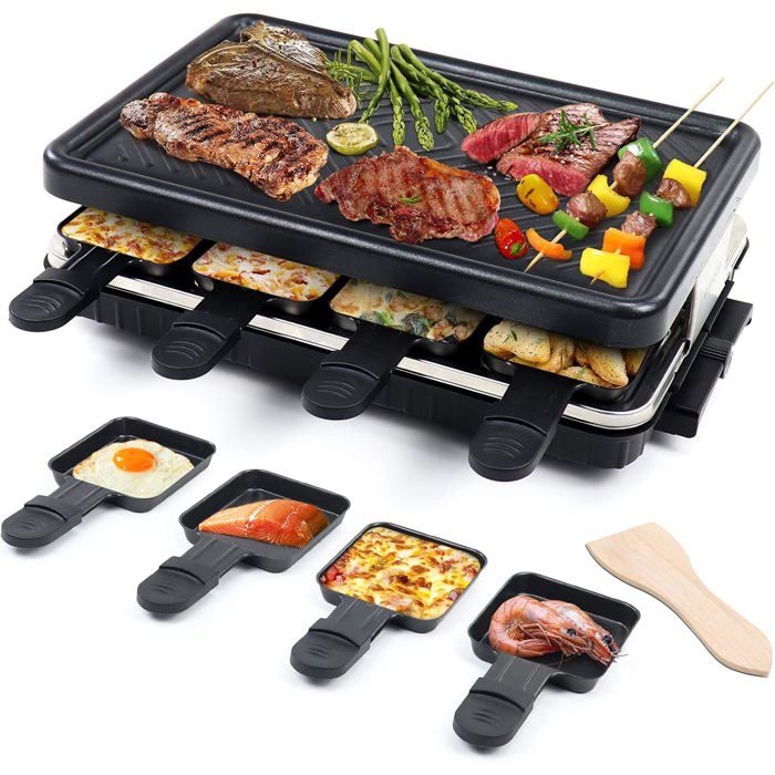 Appareil à Raclette per 8 Persone Grill Électrique de Table Plaque de ...