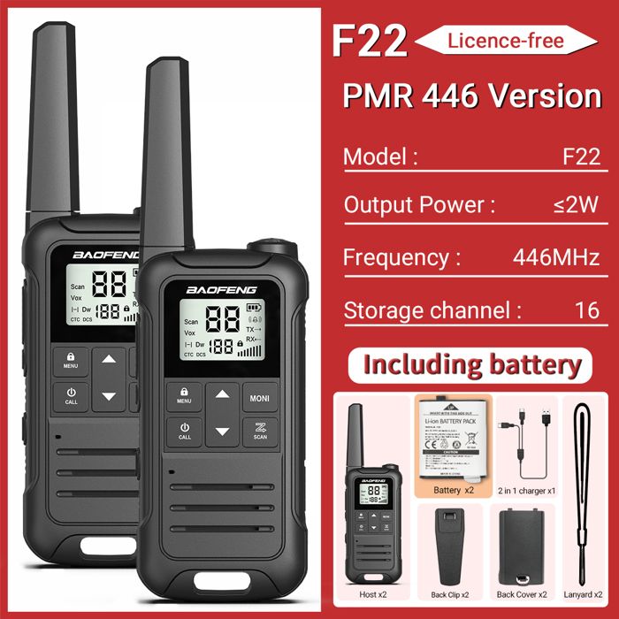 Mini talkie-walkie F22 PMR FRS, longue portée, rechargeable, Portable ...