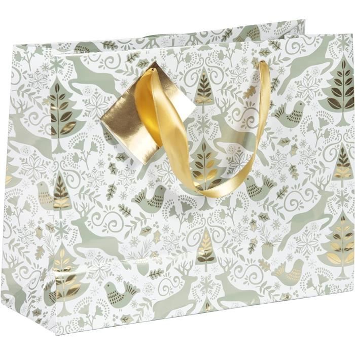 Un Sac Cadeau Premium - Format Shopping - 3 170G - Motif : Sapin, Cerf ...