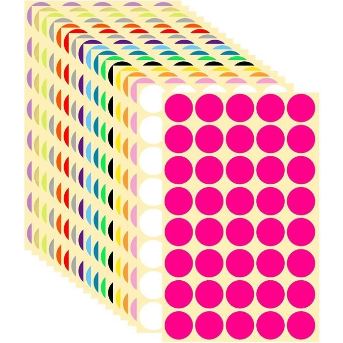 AJW-25mm Gommettes Autocollantes Rondes 18 Couleurs Étiquettes de ...
