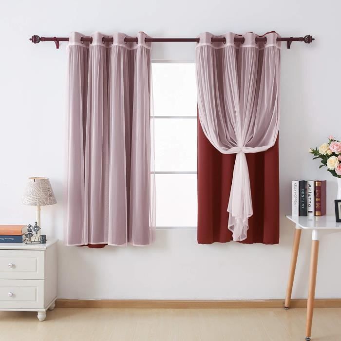 Deconovo Lot de 2 Oeillets Rideaux Rouge Occultants Isolant Thermique ...